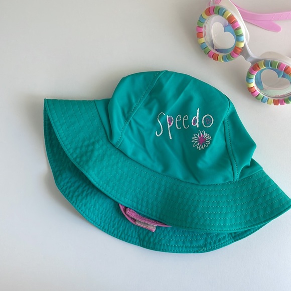 Speedo | Swim | Speedo Velcro Strap Turquoise Swim Hat Uv 5 Sun ...